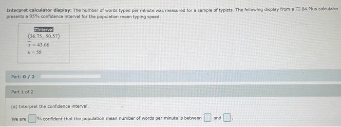 Solved Interpret calculator display: The number of words | Chegg.com