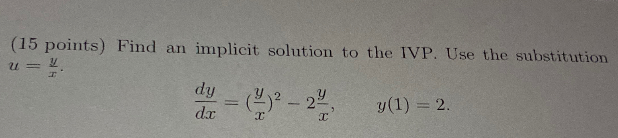 Solved Find an implicit solution to the IVP. Use the | Chegg.com