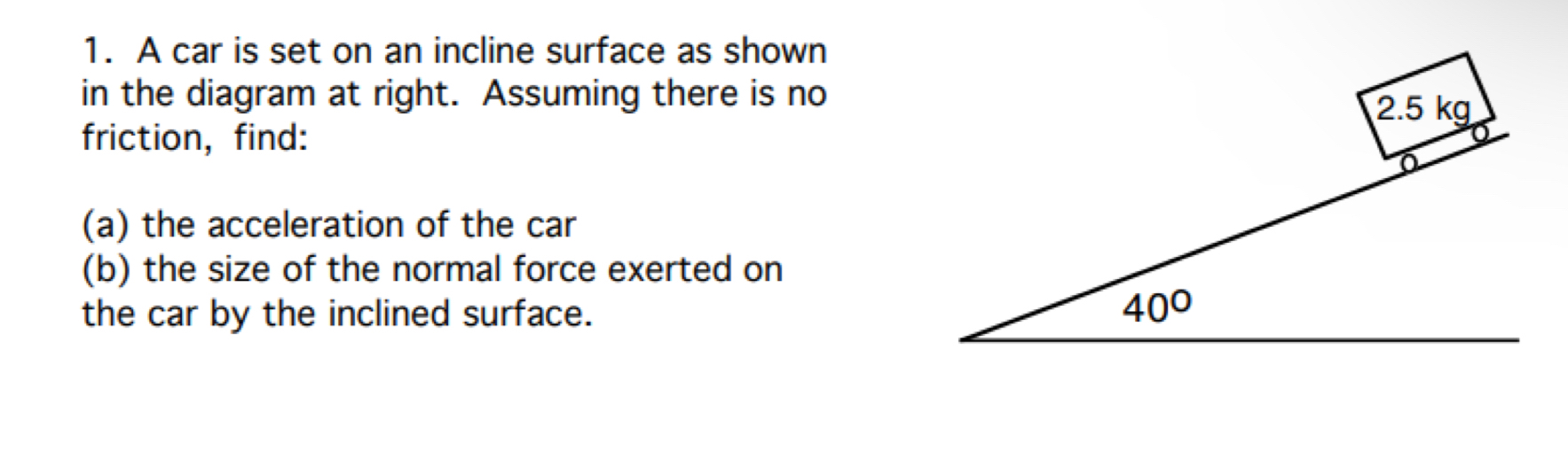 Solved A car is set on an incline surface as shown in the | Chegg.com