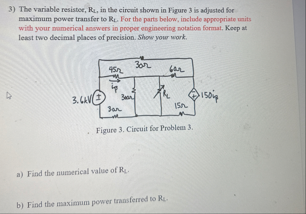 Solved The variable resistor, RL, ﻿in the circuit shown in | Chegg.com