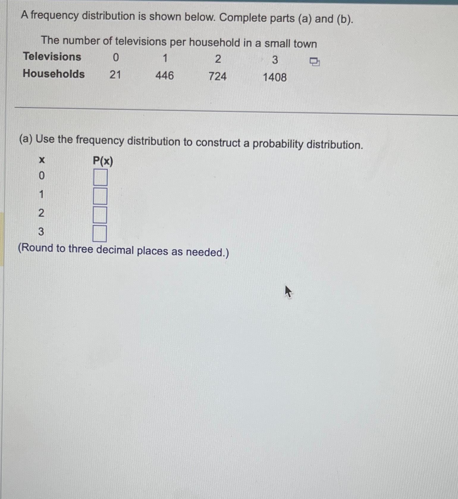 Solved A frequency distribution is shown below. Complete | Chegg.com
