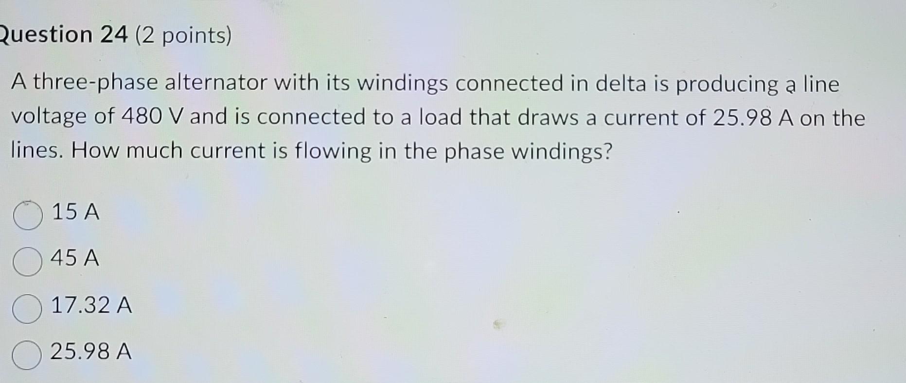 Solved A three-phase alternator with its windings connected | Chegg.com