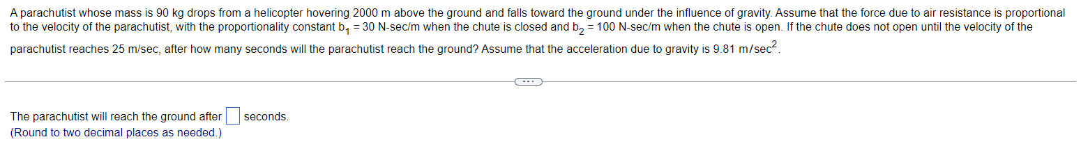 Solved parachutist reaches 25msec, ﻿after how many seconds | Chegg.com