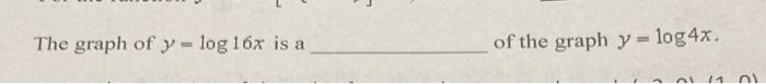 Solved The graph of y=log16x is a of the graph y=log4x. | Chegg.com