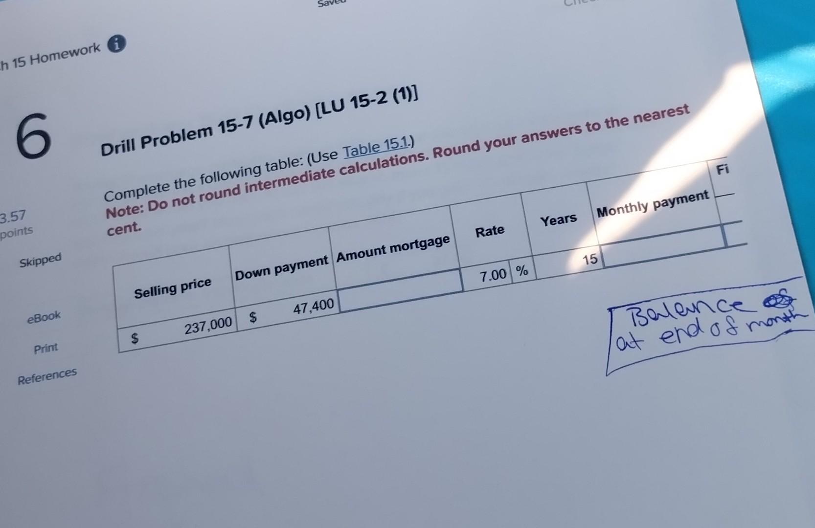 Solved Drill Problem 15-7 (Algo) [LU 15-2 (1)] Table 15.1.) | Chegg.com