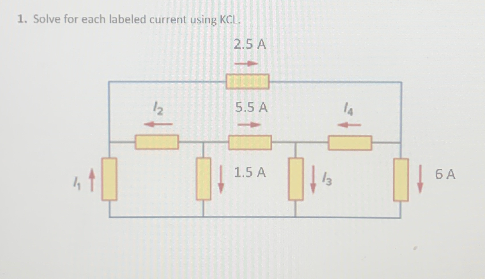 Solved Solve for each labeled current using KCL. | Chegg.com