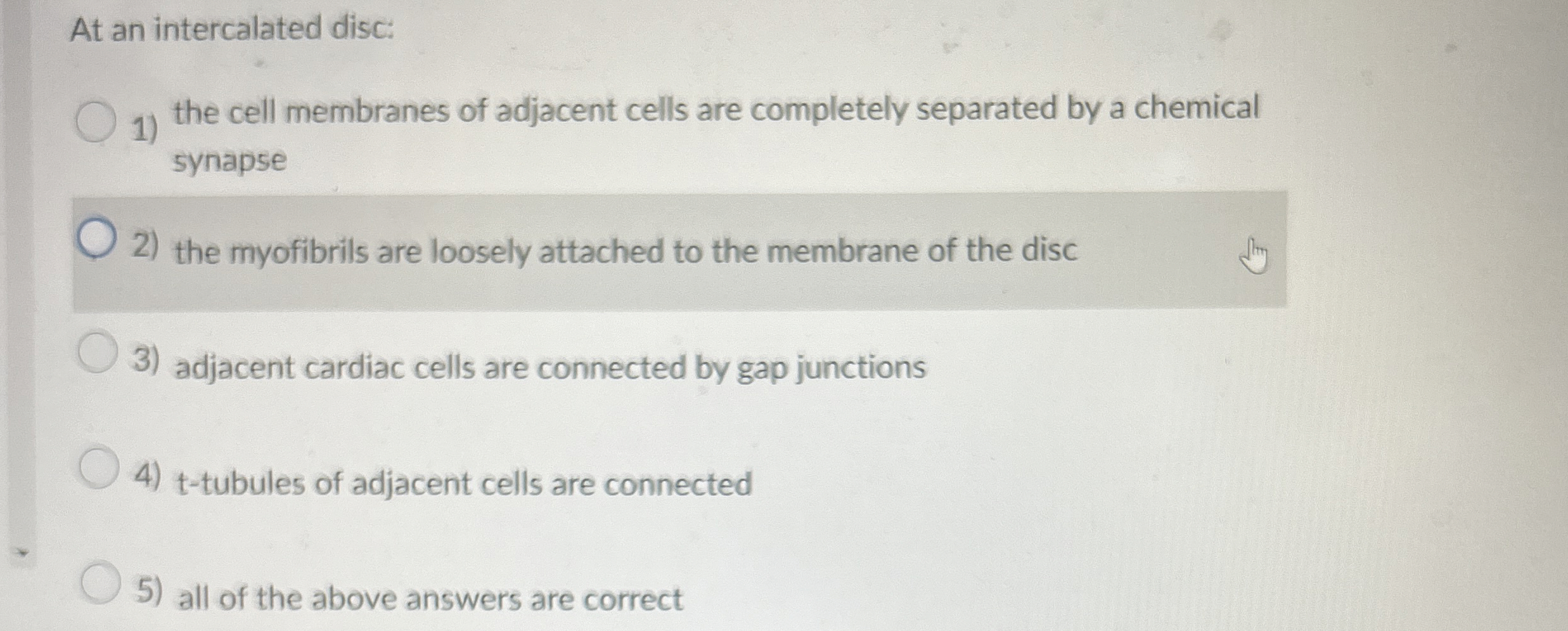 Solved At an intercalated disc:the cell membranes of | Chegg.com