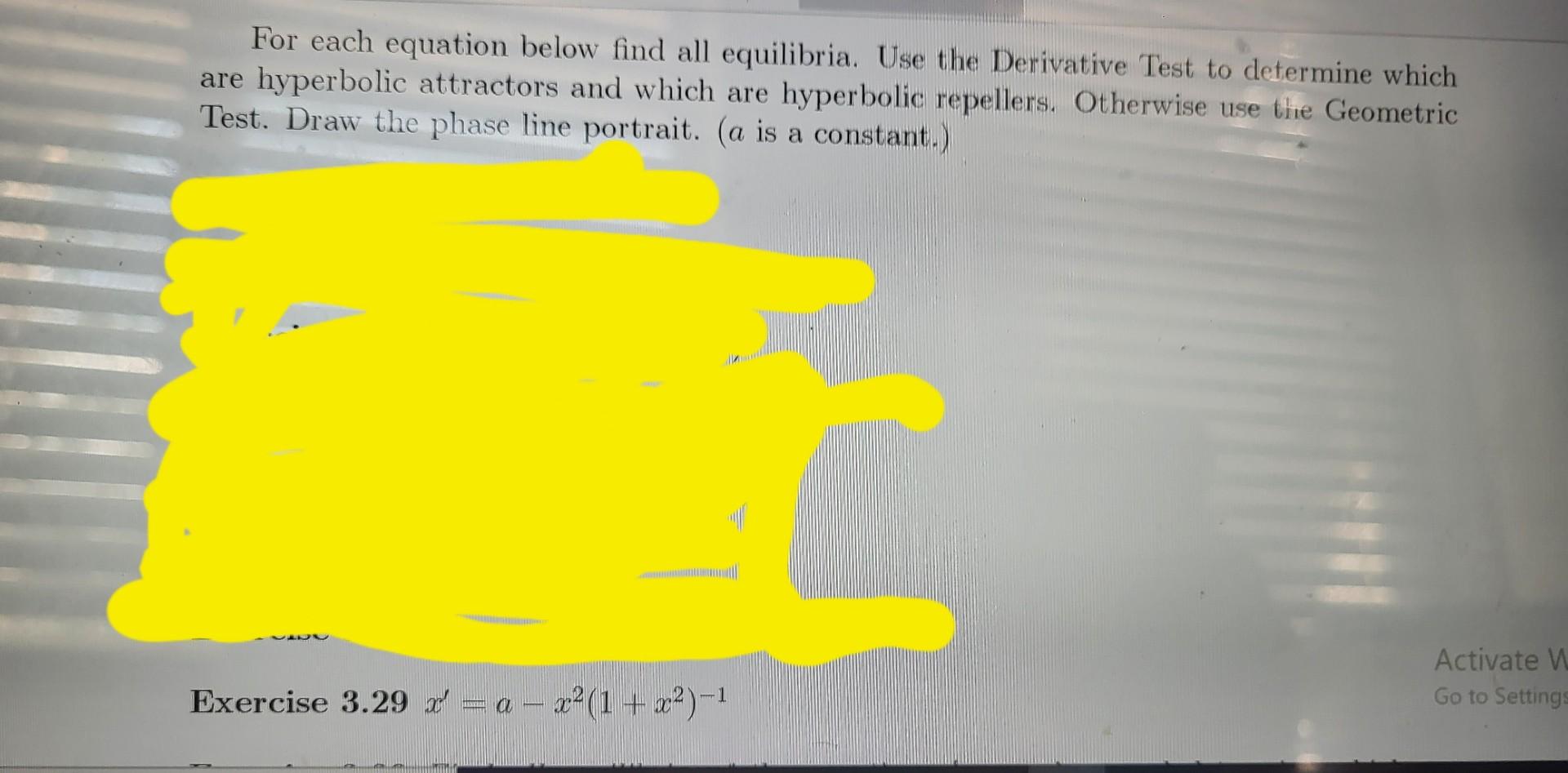 Solved For each equation below find all equilibria. Use the | Chegg.com
