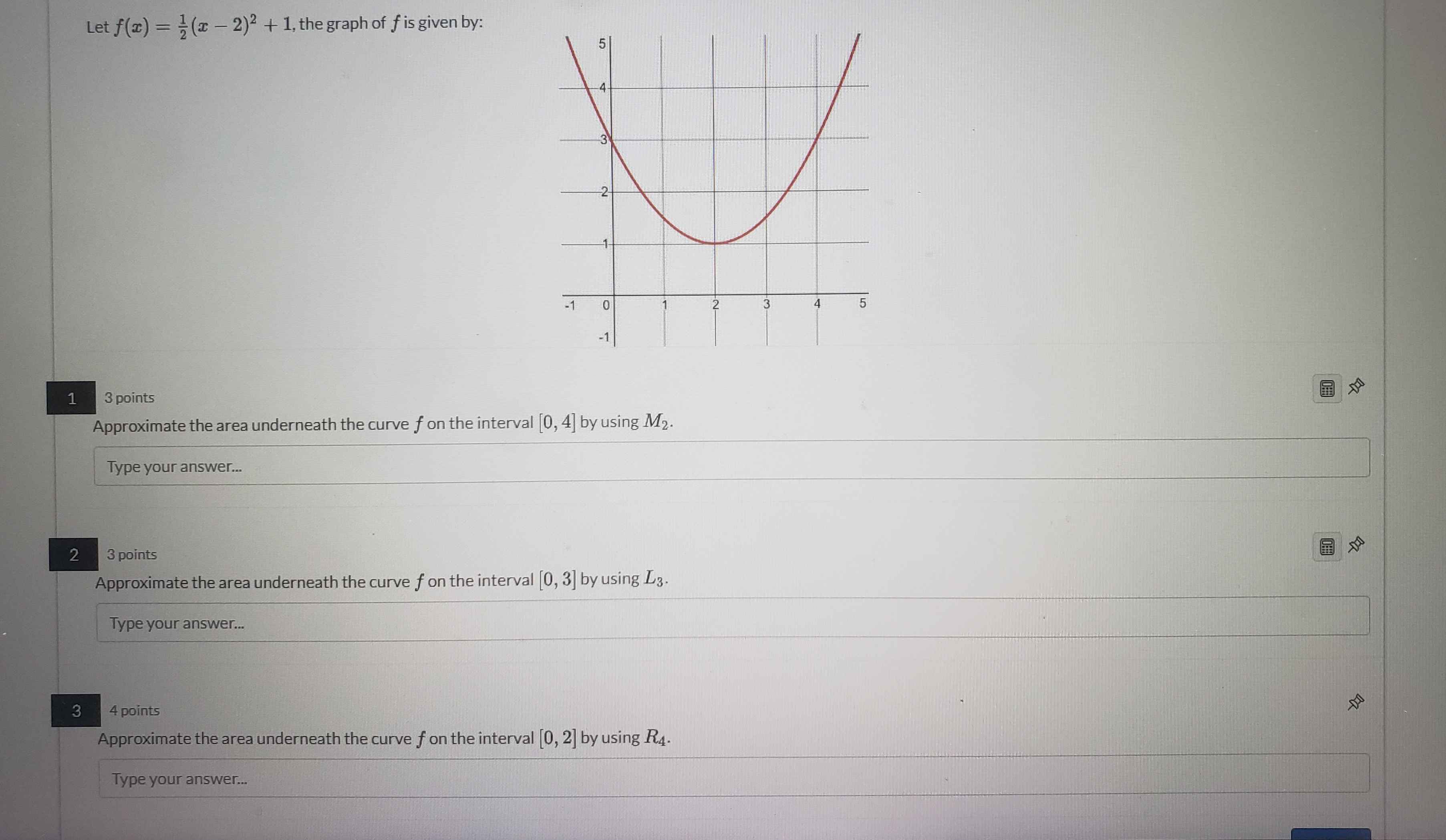 Solved Let f(x)=12(x-2)2+1, ﻿the graph of f ﻿is given by:1.) | Chegg.com
