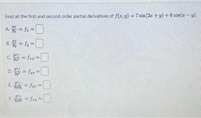 Solved Find all the first and second order partial | Chegg.com