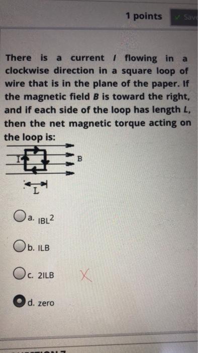 Solved There is a current I flowing in a clockwise direction | Chegg.com