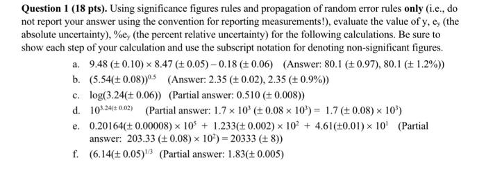 Solved Question 1 (18 pts). Using significance figures rules | Chegg.com