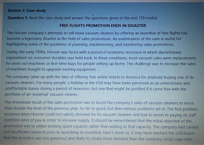 Solved Section 3: Case study Question 5: Read the case study | Chegg.com