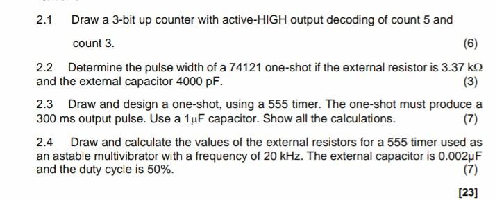 Solved 2.1 Draw a 3-bit up counter with active-HIGH output | Chegg.com