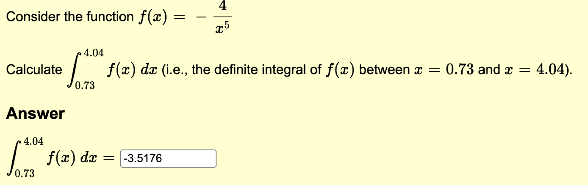 Solved Consider the function f(x)=-4x5Calculate | Chegg.com