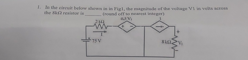 Solved In the circuit below shown in in Fig1, ﻿the magnitude | Chegg.com