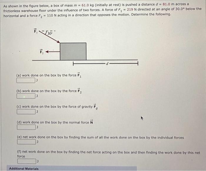Solved As shown in the figure below, a box of mass m=61.0 kg | Chegg.com