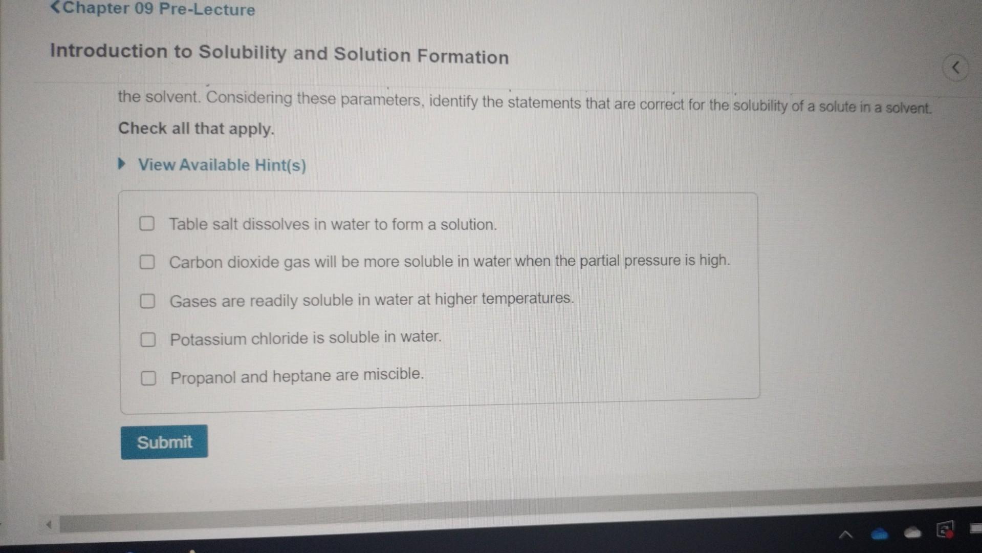 Solved troduction to Solubility and Solution Formation the | Chegg.com