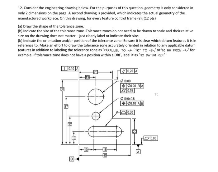 Solved 12. Consider the engineering drawing below. For the | Chegg.com