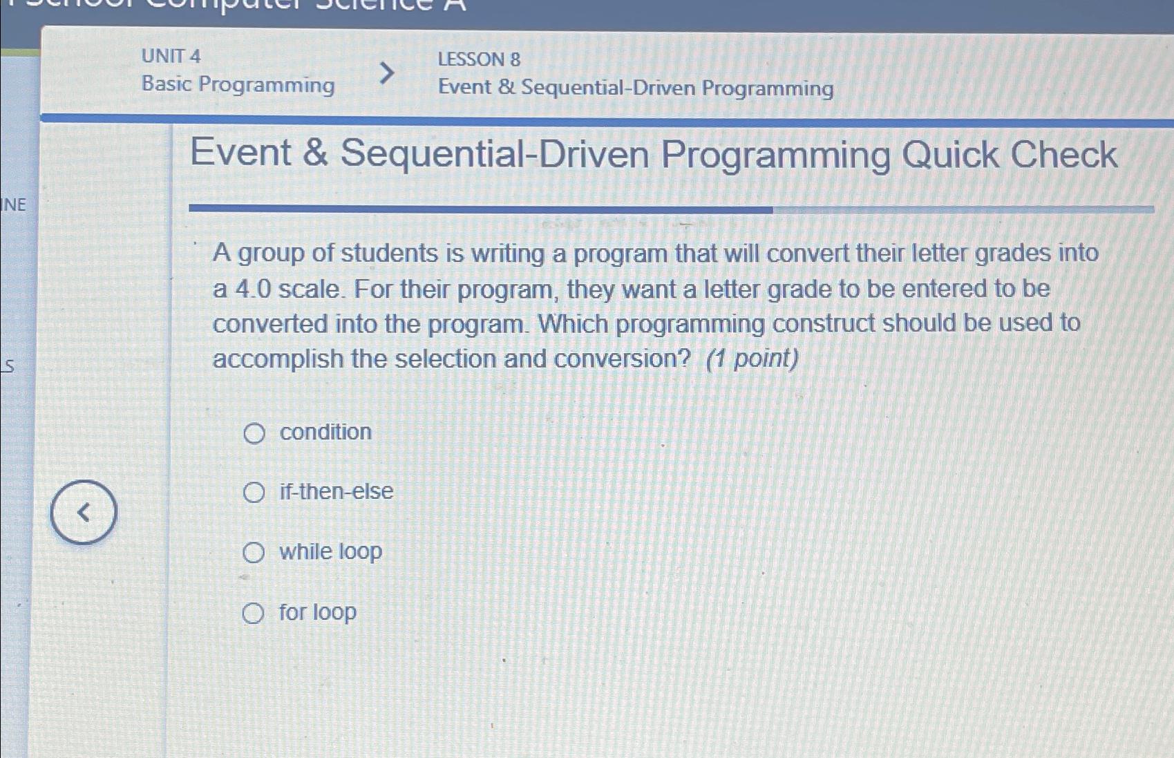 Solved Unit 4lesson 8basic Programmingevent And 