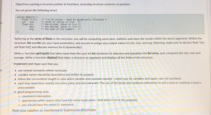 Solved Objectives: passing a structure pointer to functions, | Chegg.com