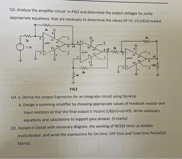 Solved Q3. Analyse the amplifier circuit in FIG2 and | Chegg.com