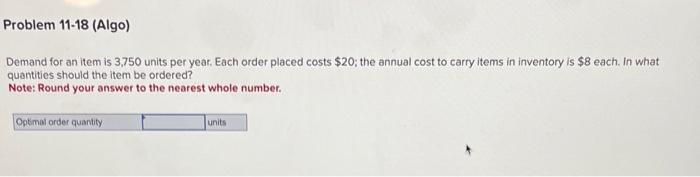 Solved Demand for an item is 3,750 units per year. Each | Chegg.com