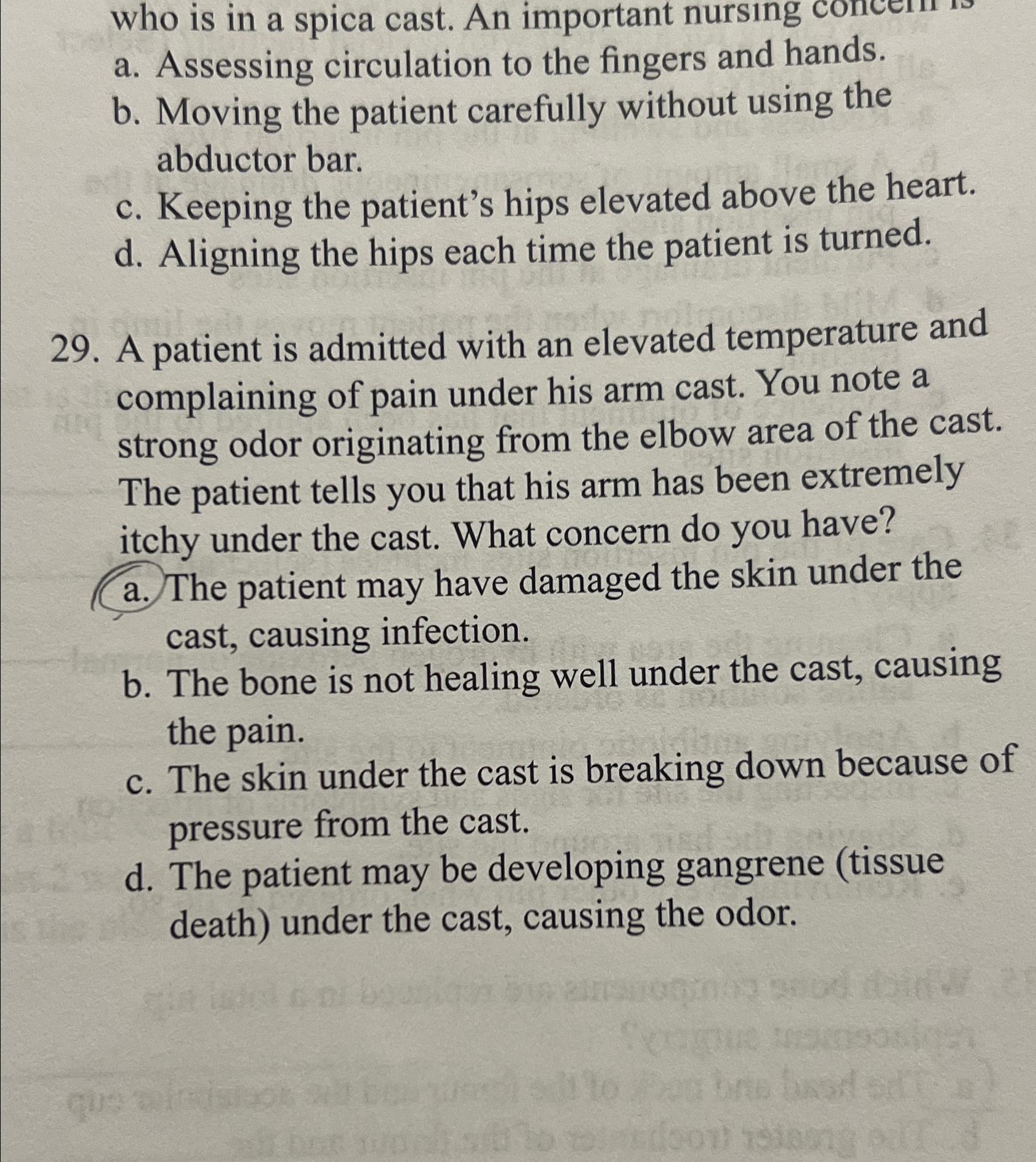 Solved who is in a spica cast. An important nursing coa. | Chegg.com