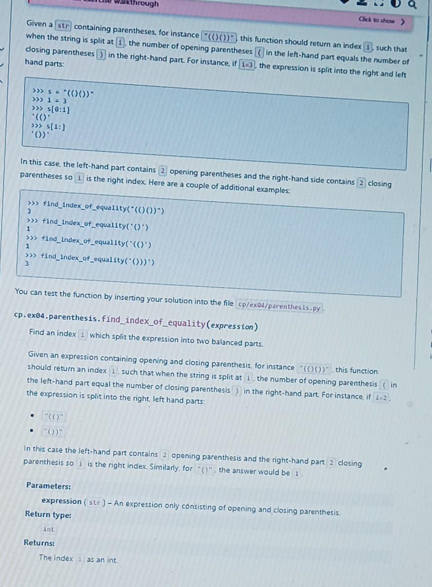 Solved Given a containing parentheses, for instance | Chegg.com