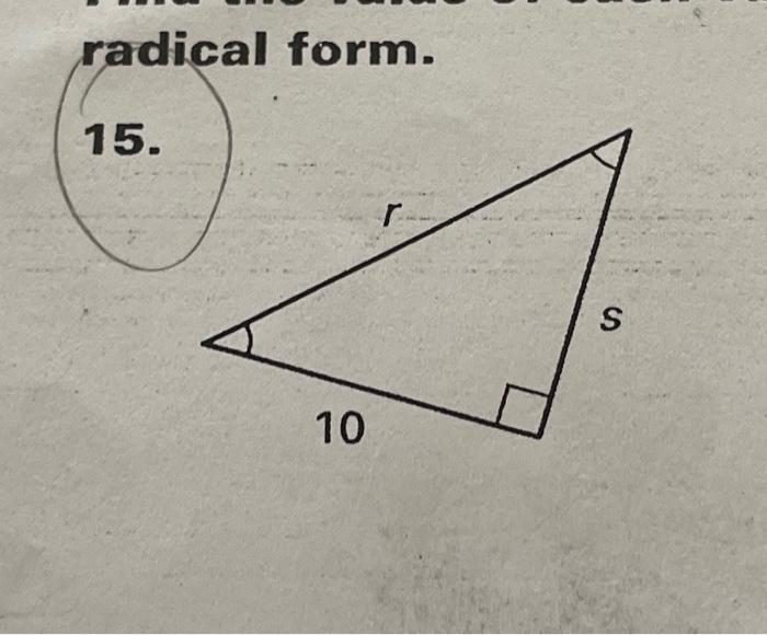 Solved Radical Form Find The Value Of Each Variable Write