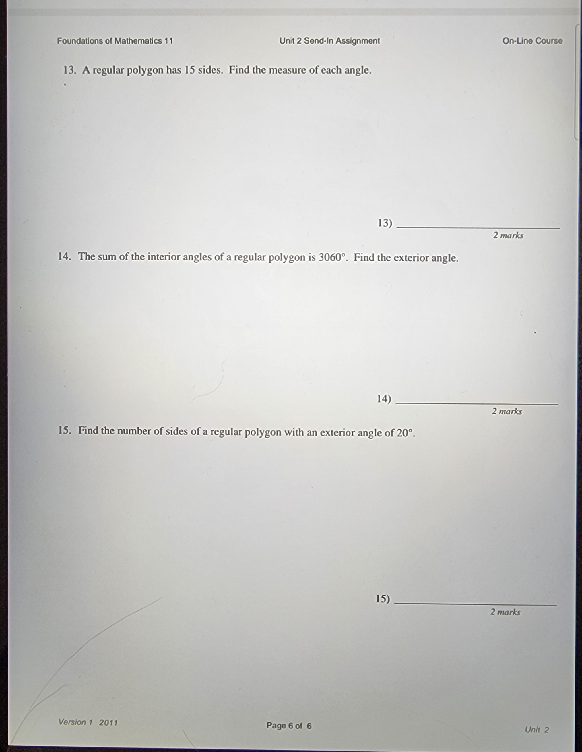 Solved A regular polygon has 15 ﻿sides. Find the measure of | Chegg.com