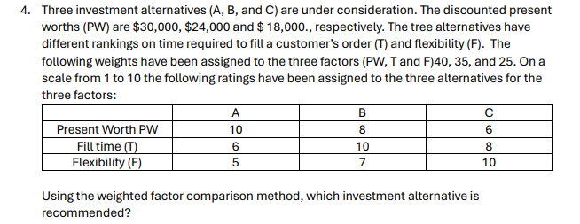 Solved Three investment alternatives , ﻿and C ) ﻿are under | Chegg.com