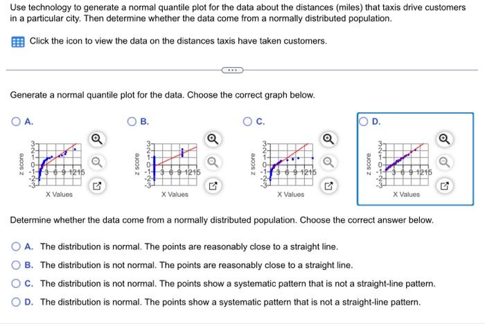 Use technology to generate a normal quantile plot for | Chegg.com