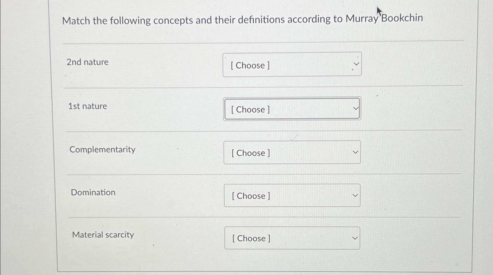 Solved Match the following concepts and their definitions | Chegg.com