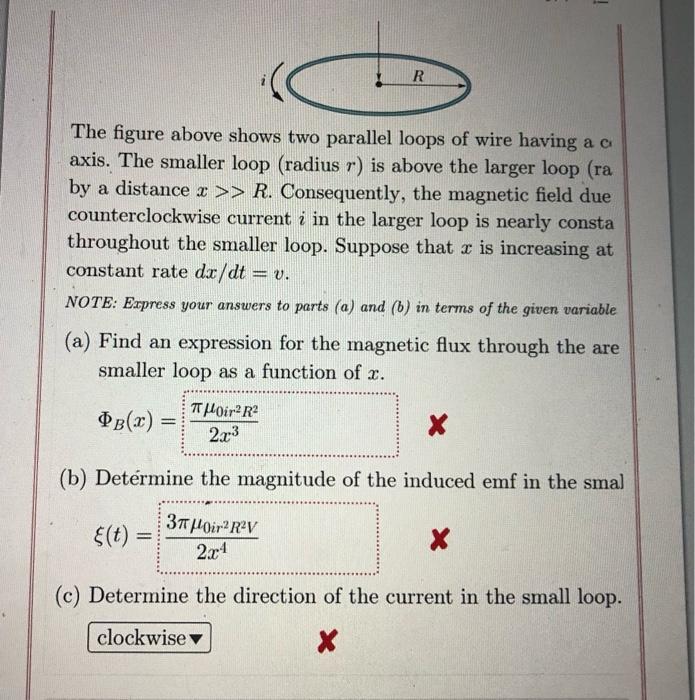 Solved R The figure above shows two parallel loops of wire | Chegg.com