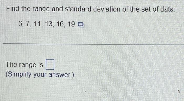 Solved Find the range and standard deviation of the set of | Chegg.com
