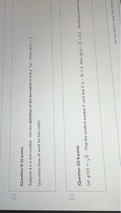Solved (Question 9) 10 points Suppose k is a real number. | Chegg.com