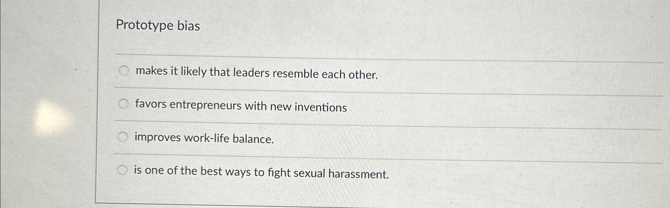 Solved Prototype biasmakes it likely that leaders resemble | Chegg.com