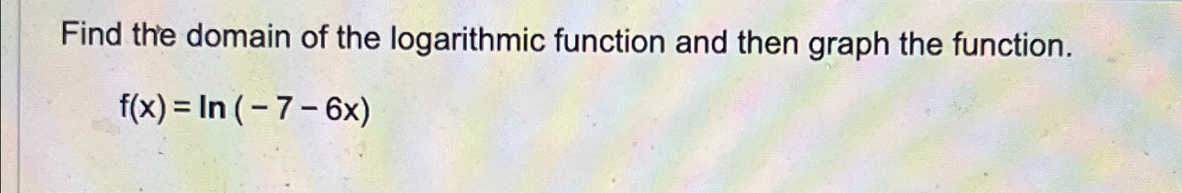 Solved Find the domain of the logarithmic function and then | Chegg.com