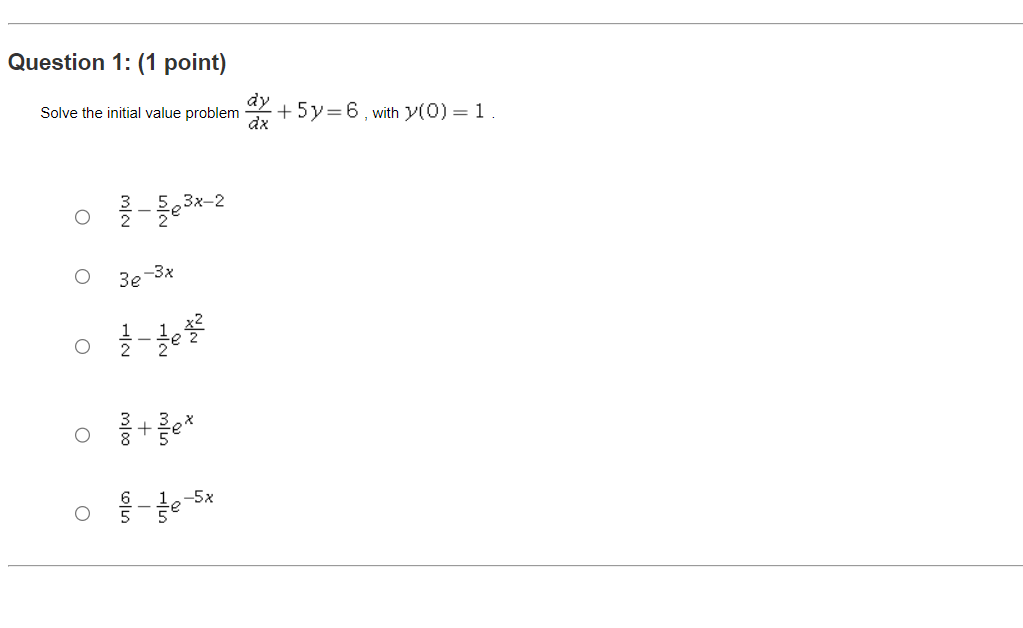 Solved Question 1: (1 ﻿point)Solve the initial value problem | Chegg.com