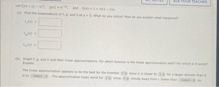 Solved Let f(x)=(x−1)2,g(x)=e−2x, and h(x)=1+ln(1−2x). (a) | Chegg.com