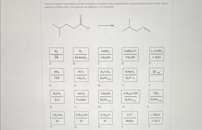 Solved Usang the reagent fist proyided, provide a sequence | Chegg.com