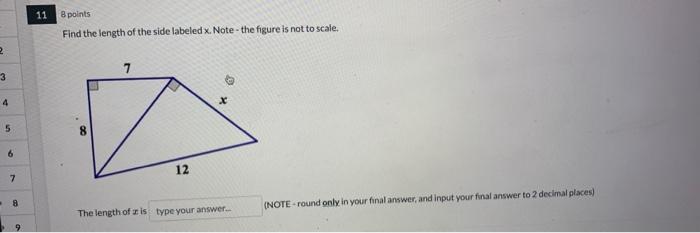 Solved Bpoints Find the length of the side labeled x, Note - | Chegg.com