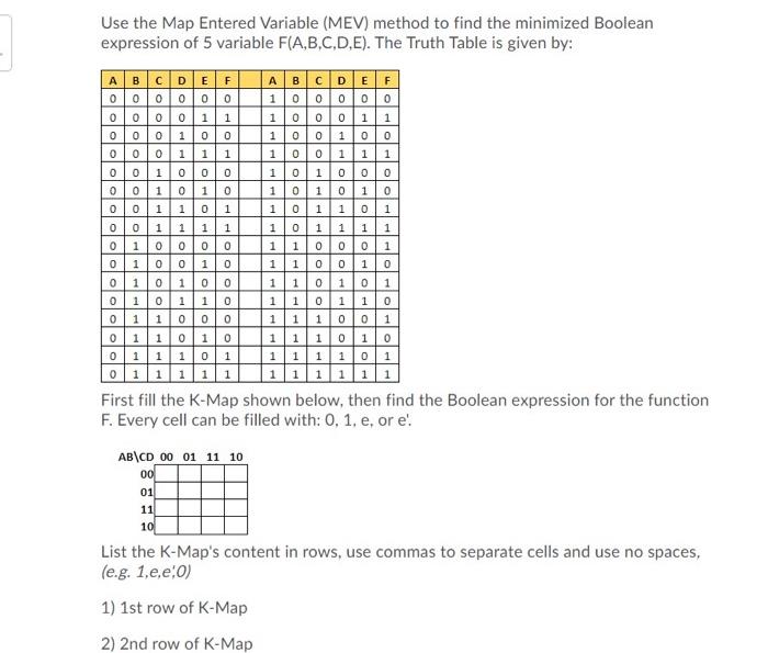 Solved Use the Map Entered Variable (MEV) method to find the | Chegg.com