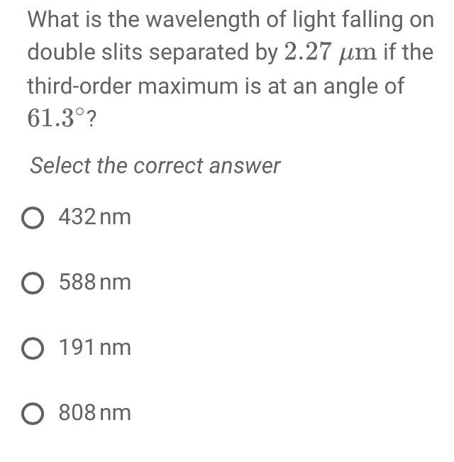 Solved What is the wavelength of light falling on double | Chegg.com