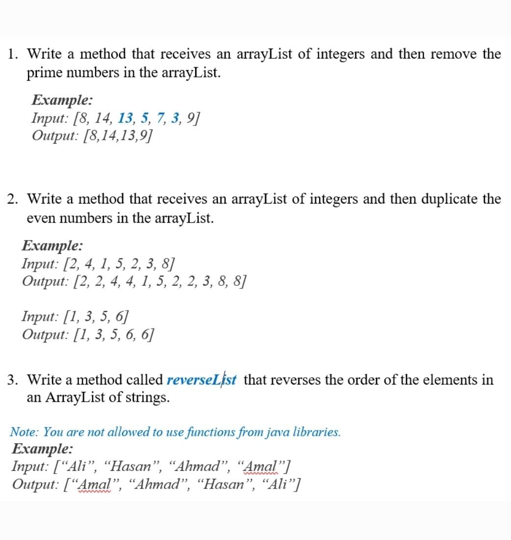 Solved 1 Write A Method That Receives An Arraylist Of