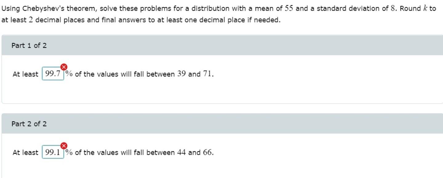 Solved Using Chebyshev's theorem, solve these problems for a | Chegg.com