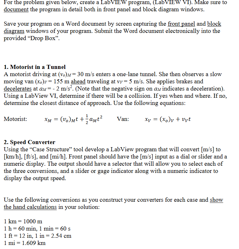 Solved For the problem given below, create a LabVIEW | Chegg.com