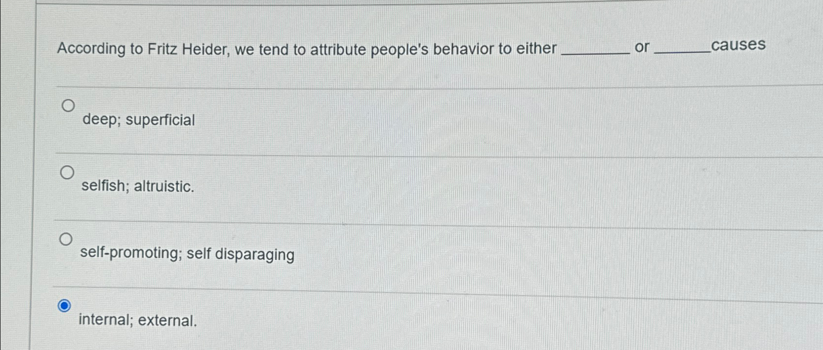 Solved According to Fritz Heider, we tend to attribute | Chegg.com