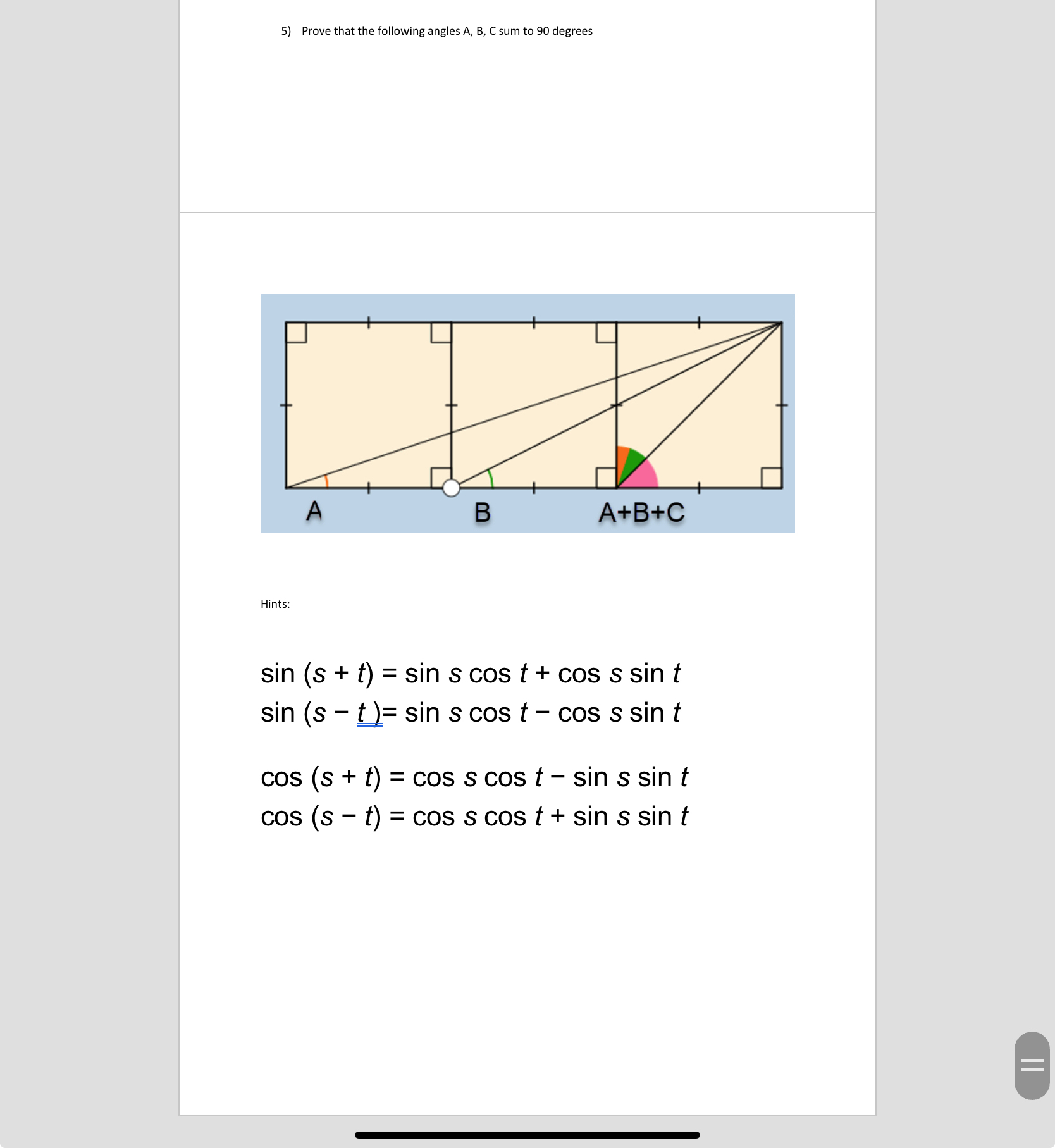 Solved Prove that the following angles A,B,C ﻿sum to 90 | Chegg.com